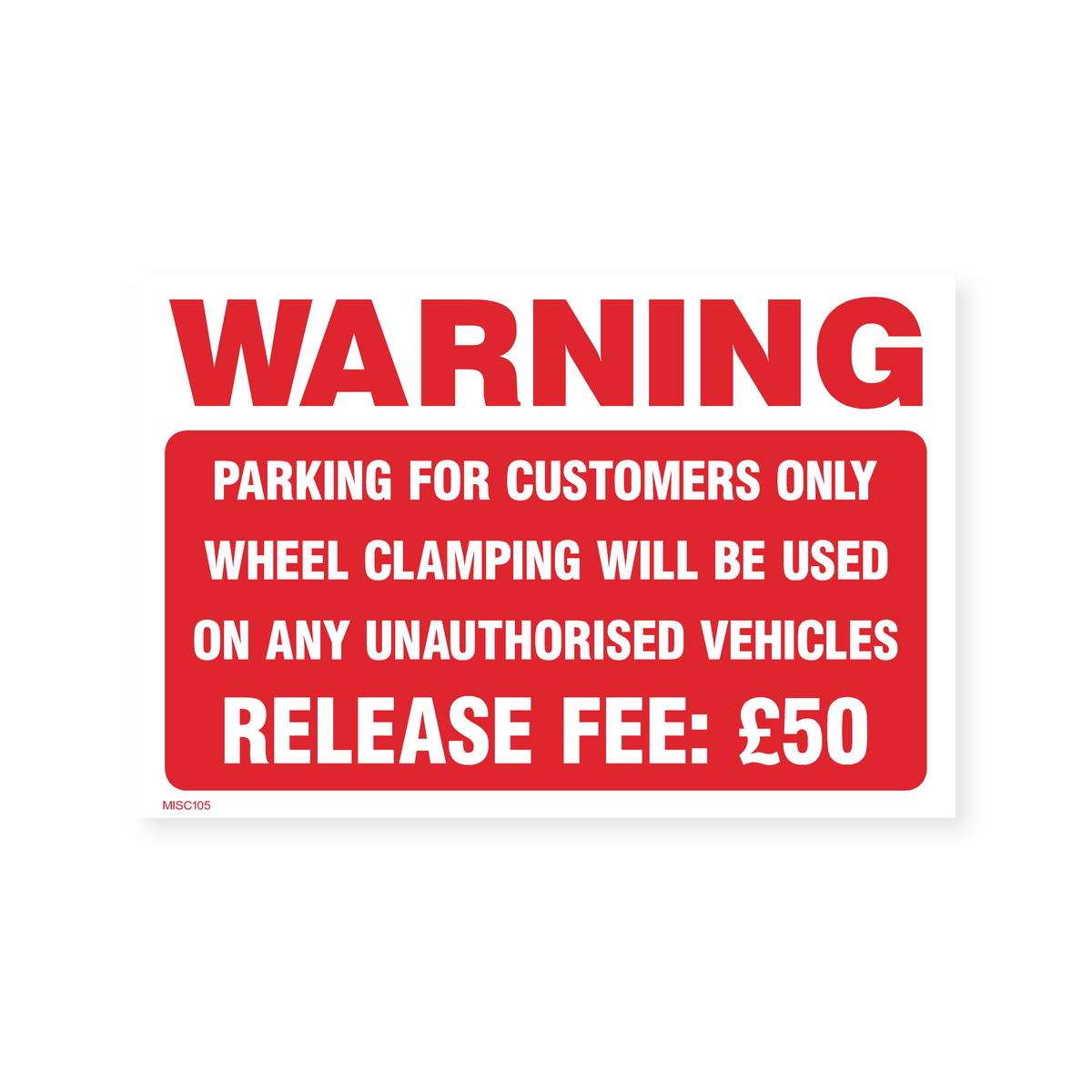 Parking For Customers Only Sign (£50 Fee) – Safety Signs & Stickers