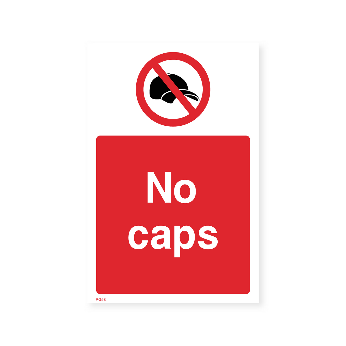 No Caps Sign (Portrait) – Safety Signs & Stickers